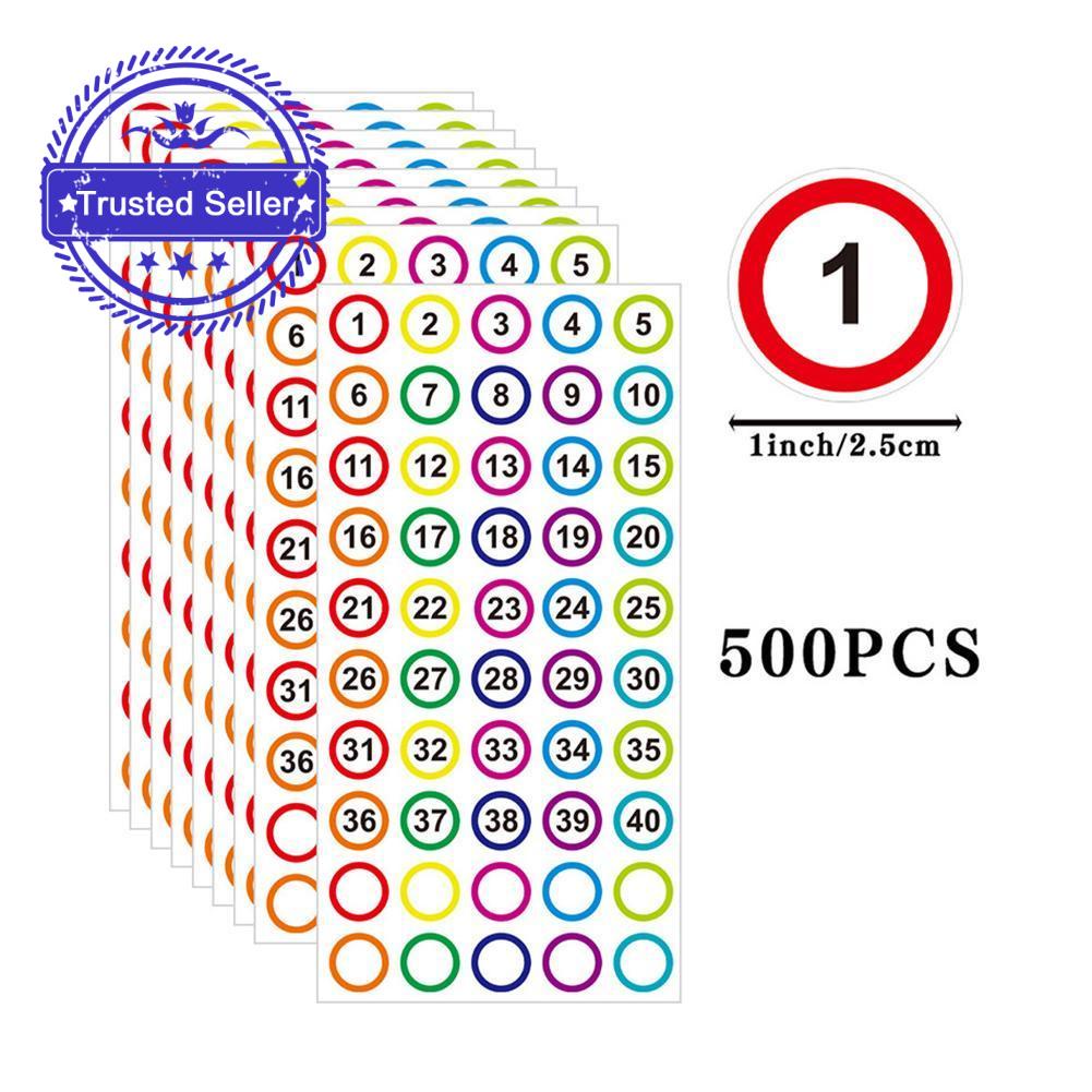 1,000 Sticky Numbered Labels 1 To 500 Self Adhesive Of Each Stickers ...