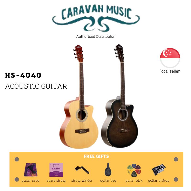 🔥IN STOCK🔥 Caravan Music 40” Electric Acoustic Guitar with Electronic ...