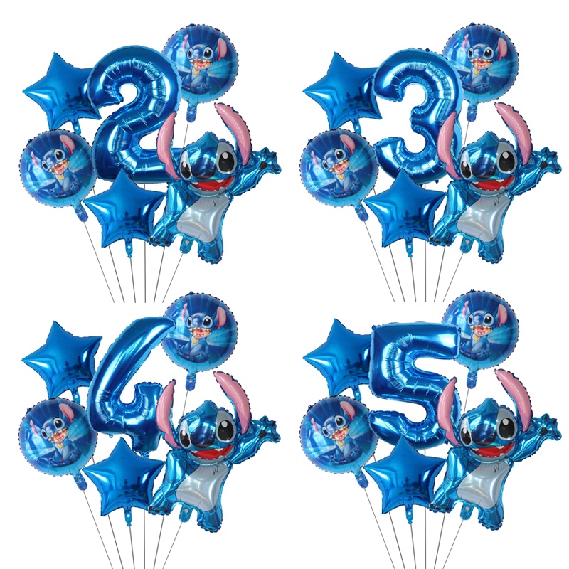 6pcs/set Blue Lilo & Stitch Theme 32inch Number Foil Balloons set ...