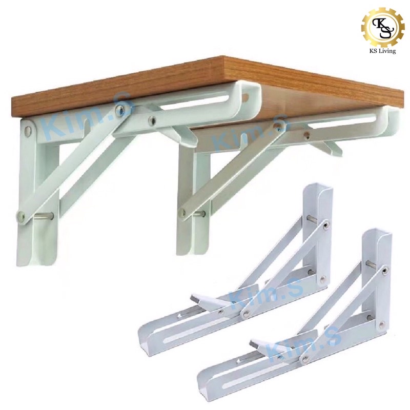 Kim.S Folding Wall Shelf L Bracket With Spring Wall Mount Rack Support ...