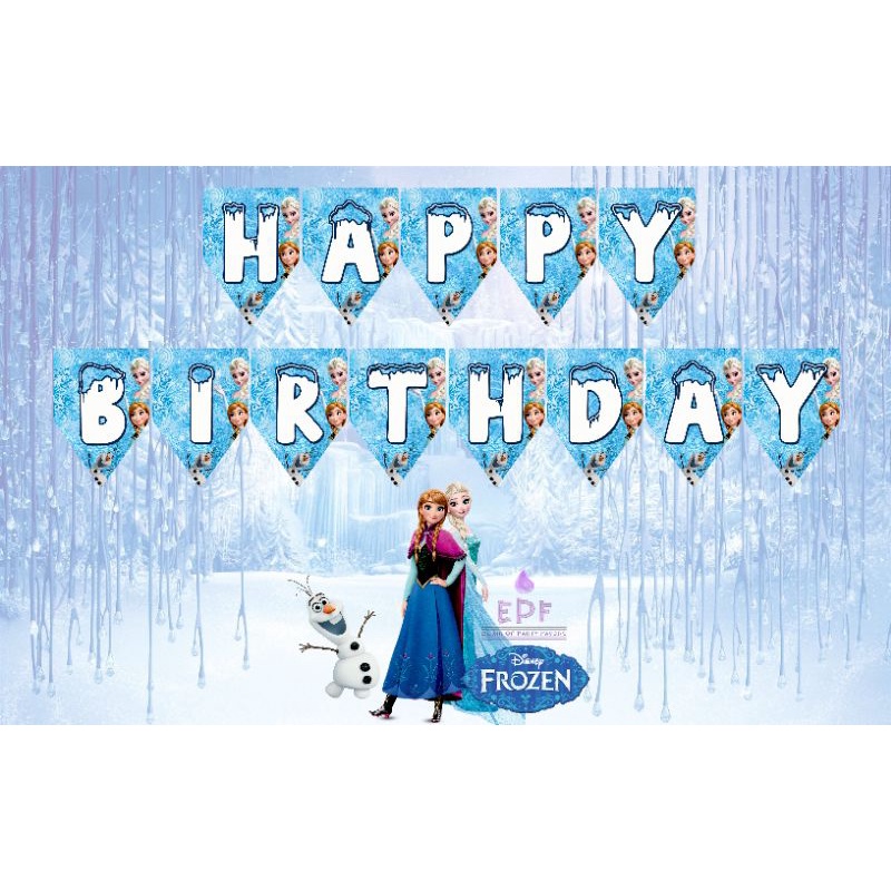 Frozen Theme Happy Birthday Banner | Shopee Singapore