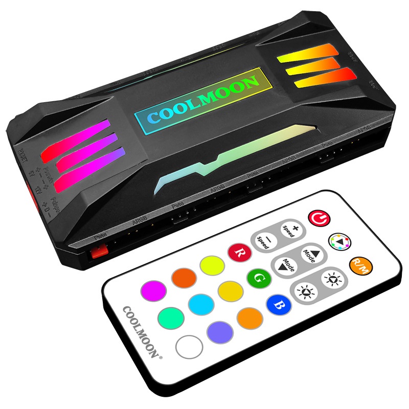 Coolmoon PA1 PWM ARGB Remote Hub Set Supports Speed Control Fan & ARGB ...