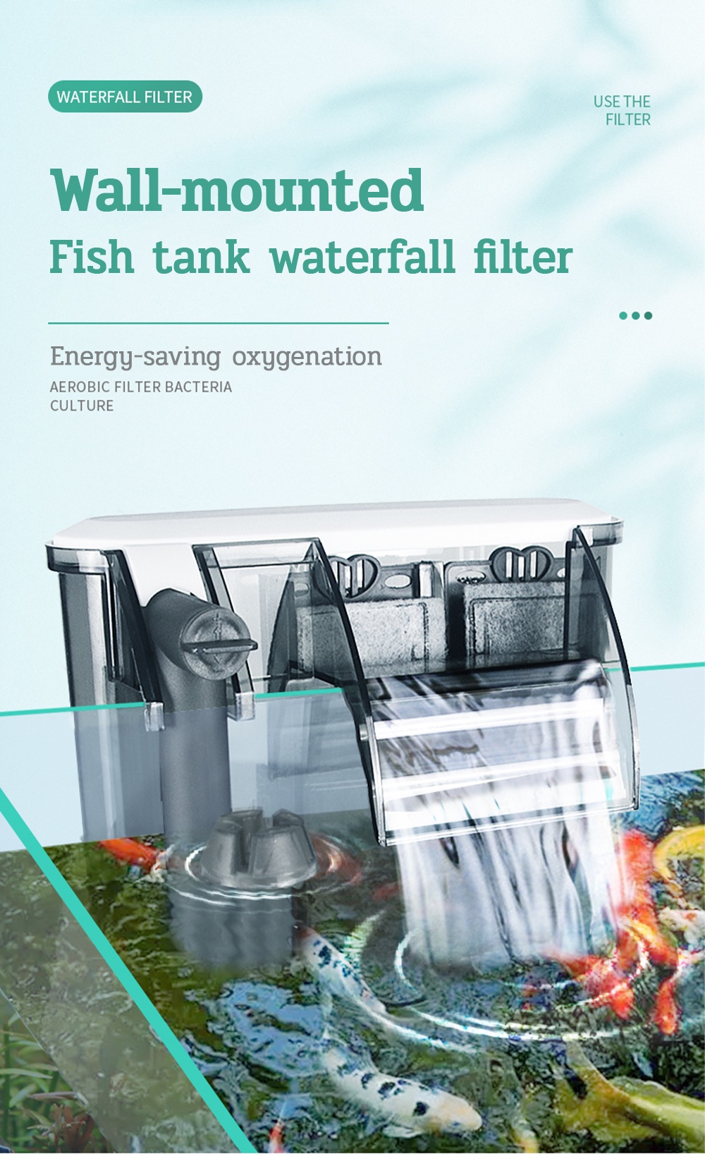 SG Fish Tank Filter, Wall-Mounted Tank Filter, Waterfall ,Hanging ,Mini ...