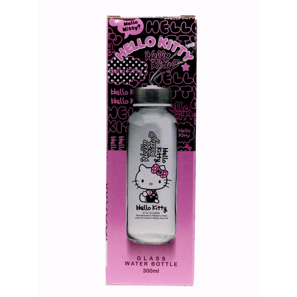Sanrio Hello Kitty Glass Water Bottle 300ml Silver Cap Transparent {Made in Japan} | Shopee ...