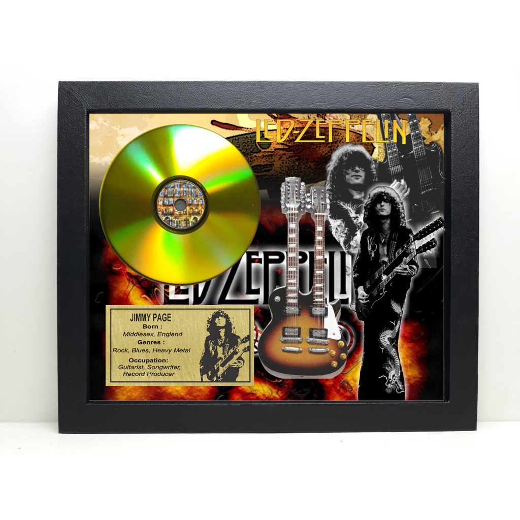 Jimmy Page Led Zeppelin Shadowbox Frame Golden Disk Frame | Shopee ...