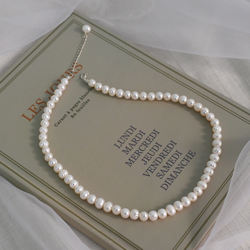 6-7mm freshwater pearl necklace thread growth pattern design feel 925 ...