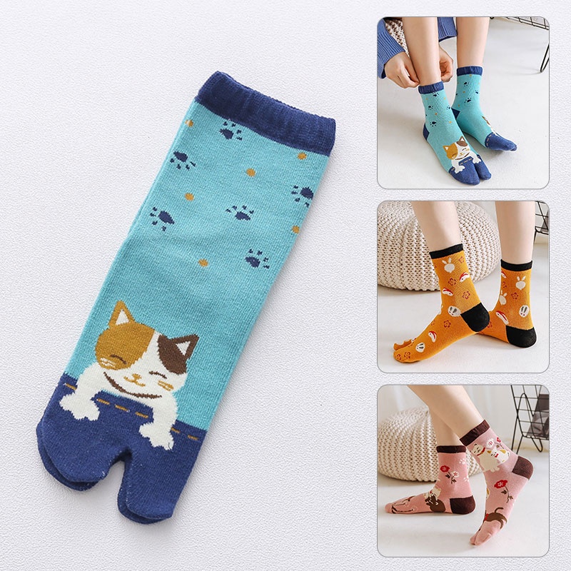 Two Finger Socks Unisex Japanese Kimono Flip Flop Sandal Split Two Toe ...