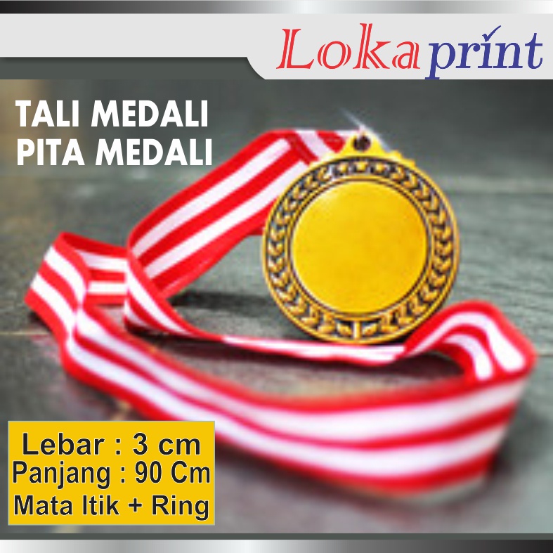 Medal ROPE 3 CM x 90 CM READY TO USE BONUS RING / MEDAL RIBBON /TROPI ...