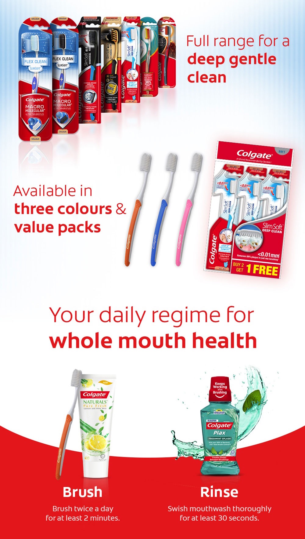 Colgate SlimSoft Deep Clean Toothbrush Valuepack 3s , 6s (Soft ...