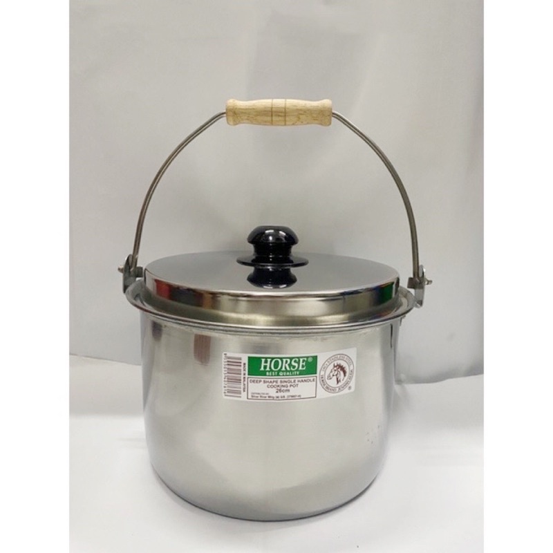 HORSE BRAND Stainless Steel Deep Shape Single Handle Cooking Pot With ...