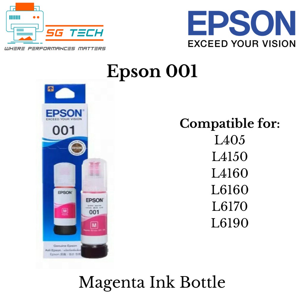 Epson Original 001 C13T03Y300 Magenta Ink Bottle For L405 L4150 L4160 ...
