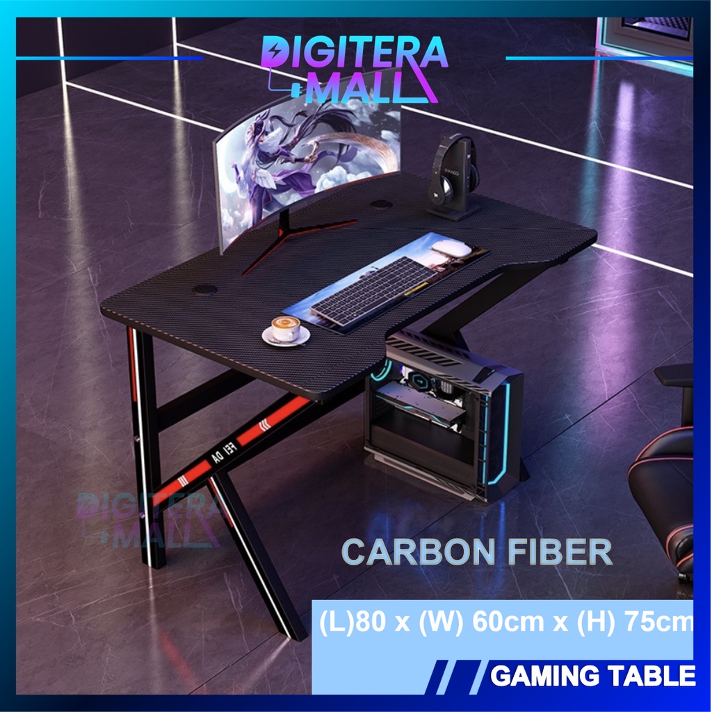 DIGITERA 80cm High Quality Carbon Matte Gaming Table /Meja Gaming ...