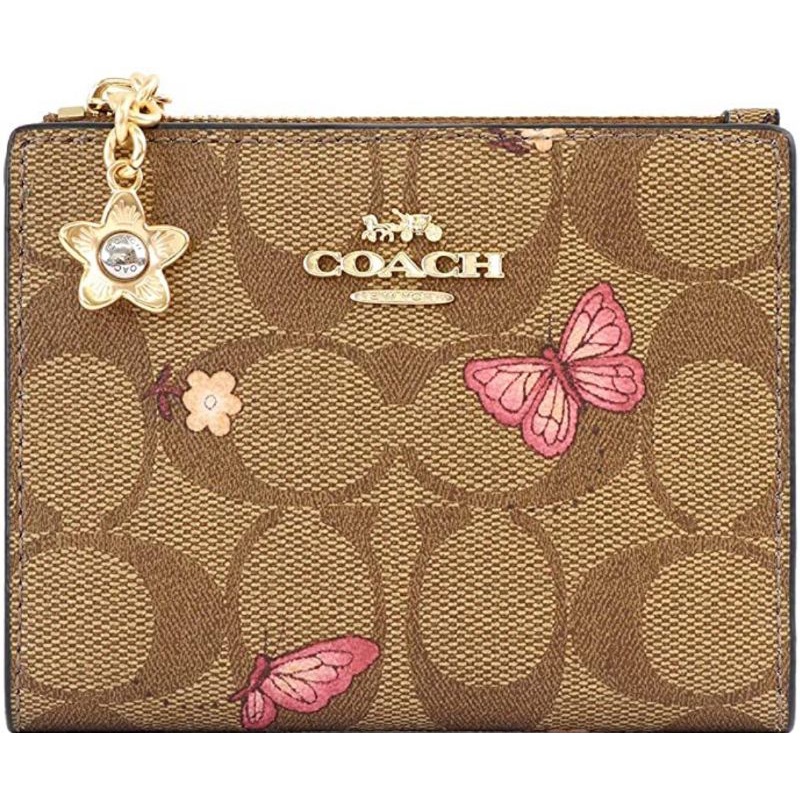Coach Snap Card Case In Signature Canvas With Butterfly Print (2978 ...