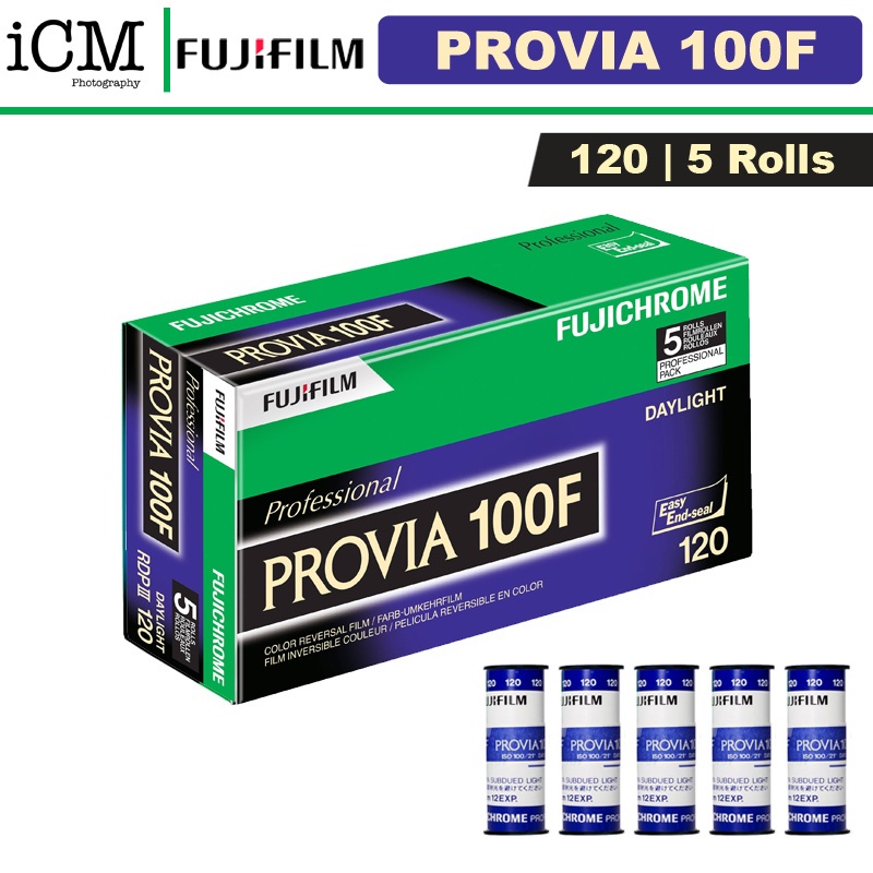 FUJIFILM Fujichrome Provia 100F Professional RDP-III Color Transparency Film (120 Roll Film, 5 ...