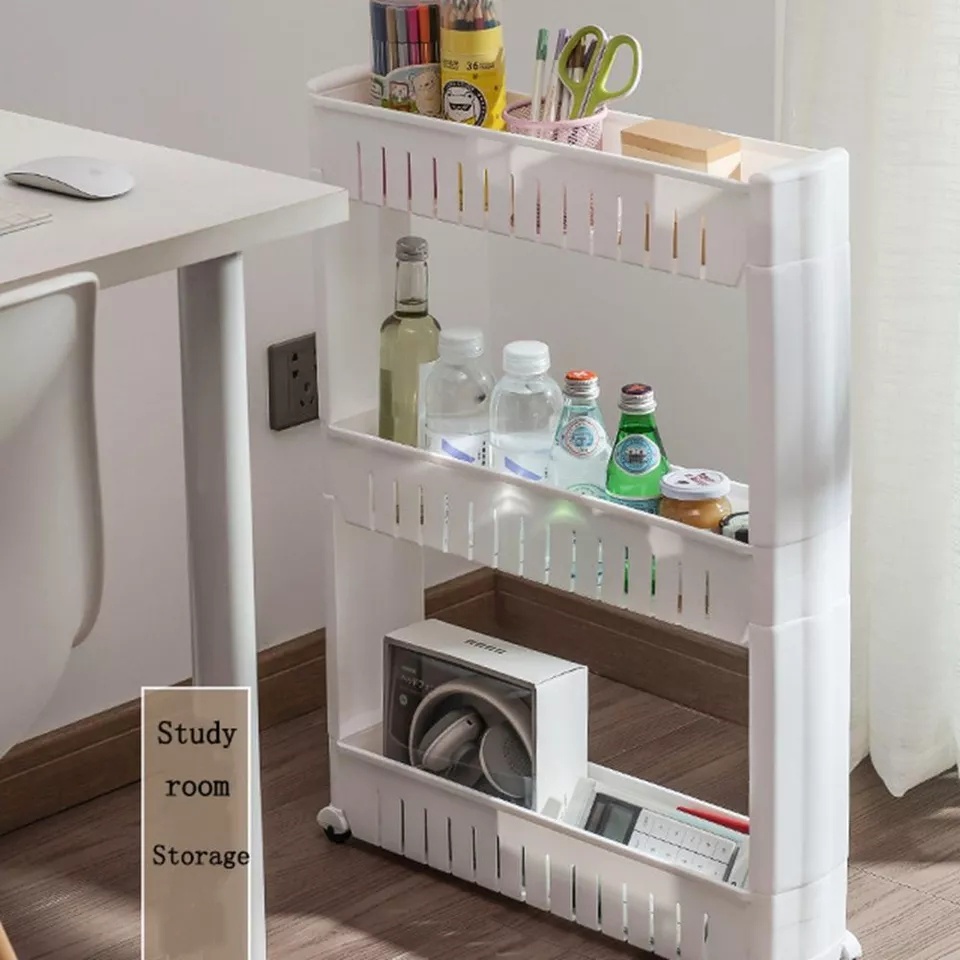 2-tier / 3-tier/ 4-tier slim trolley rack kitchen bathroom storage ...
