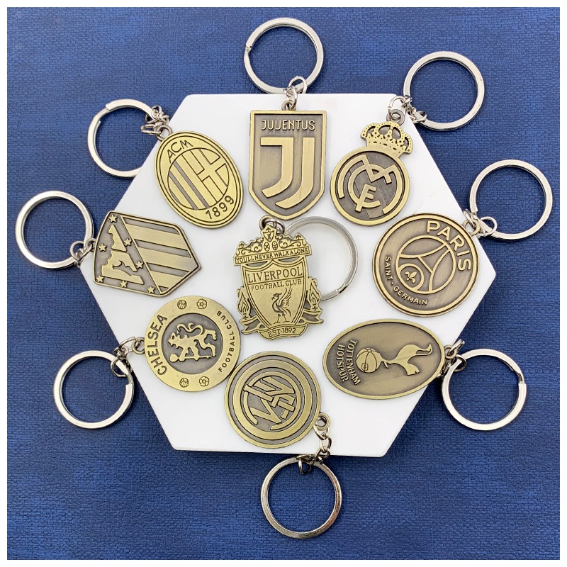 Football Club Logo Bronze Keychain Pendant: Real Madrid AC Milan ...