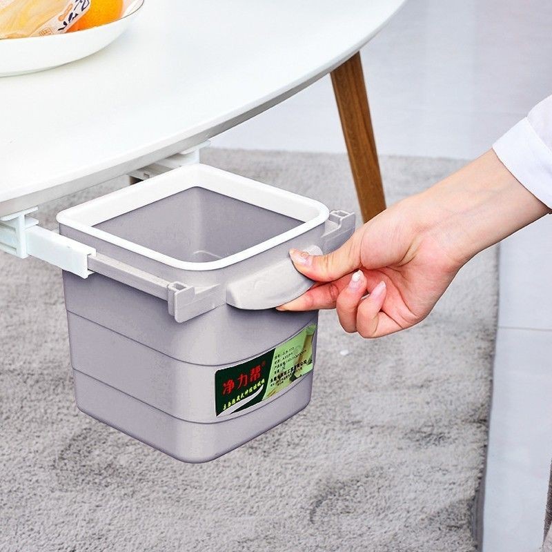 Hideaway Waste Bin Hanging Hidden Rubbish Bin Under Table Trash Dustbin ...