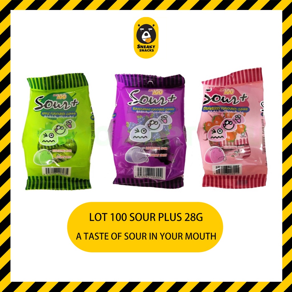 Lot 100 Sour Plus 28g SOUR+ FRUIT GUMMY CHEWY CANDY (APPLE / GRAPE ...