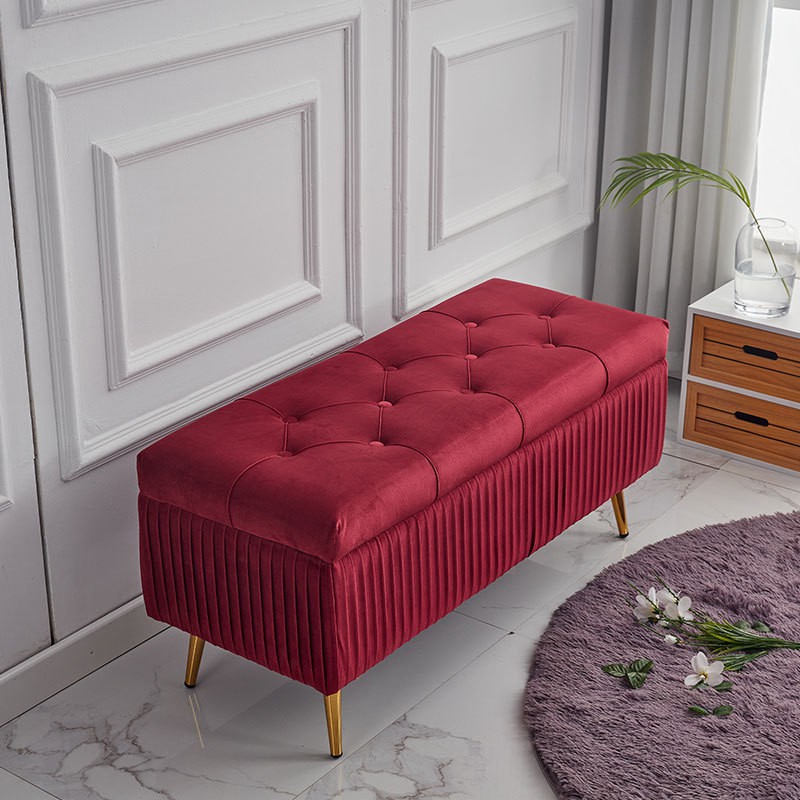 Grey Velvet Storage Bench | Shopee Singapore