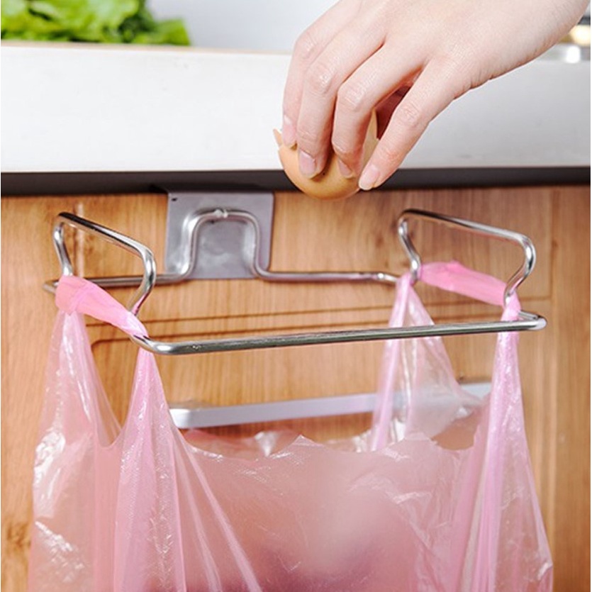 Stainless Steel Hanging Garbage Stand Trash Bag Holder – Cabinet Door ...