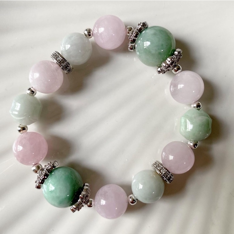 Green Rose Bracelet (Jade, Rose Quartz) | Shopee Singapore