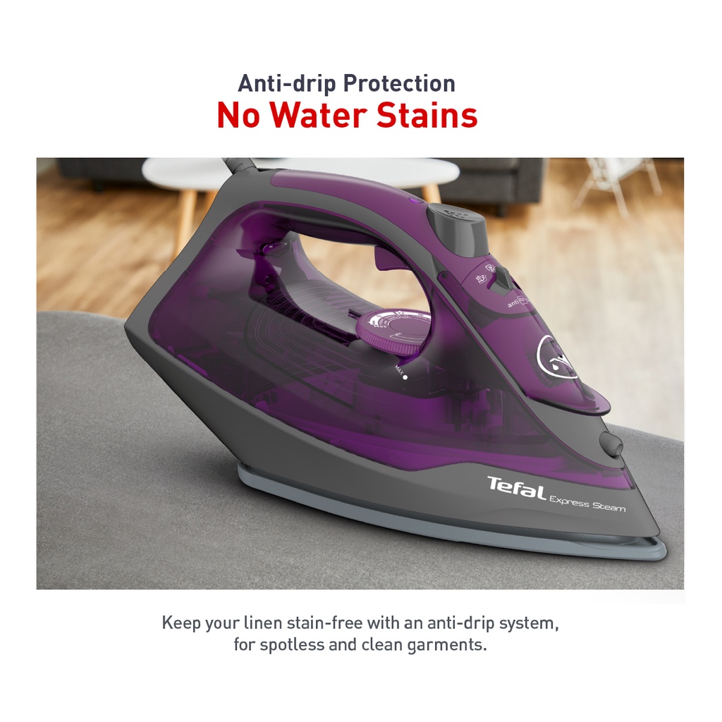 Tefal Express Steam Iron (Powergliss Ceramic Soleplate) 270ml 2600W ...