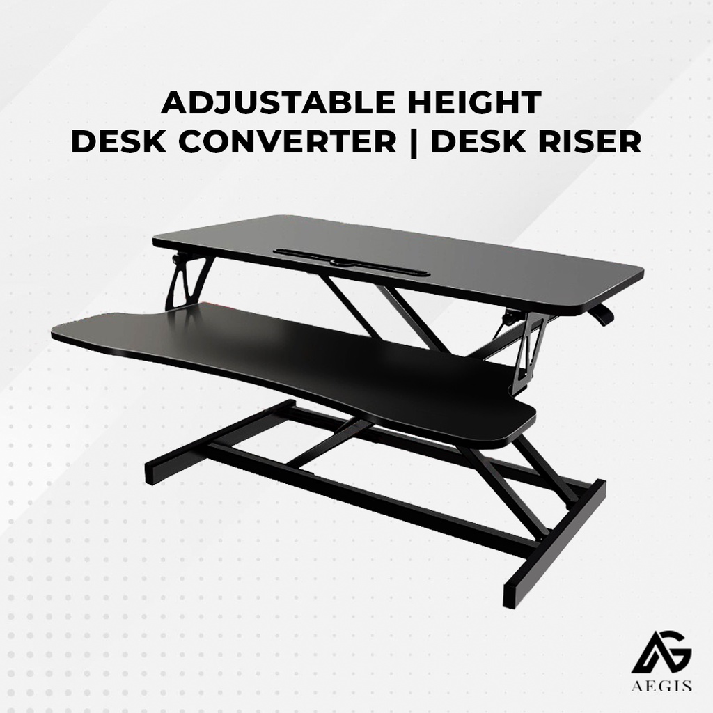 AEGIS Adjustable Height Desk Converter | Desk Riser (Dual Monitors, Two ...