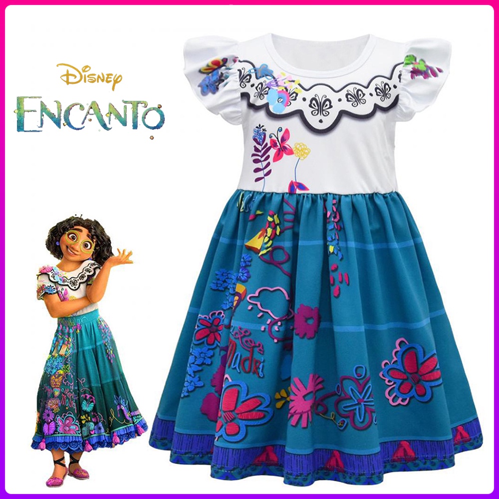 Encanto Girls Puff Sleeve Dress Disney Kids Bodycon Dress Baby Girl ...