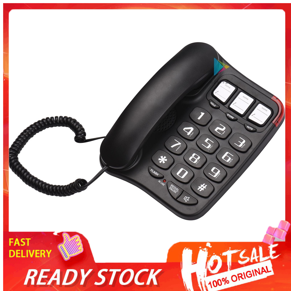 [OFST]Black Corded Phone with Big Button Desk Landline Phone Wall ...