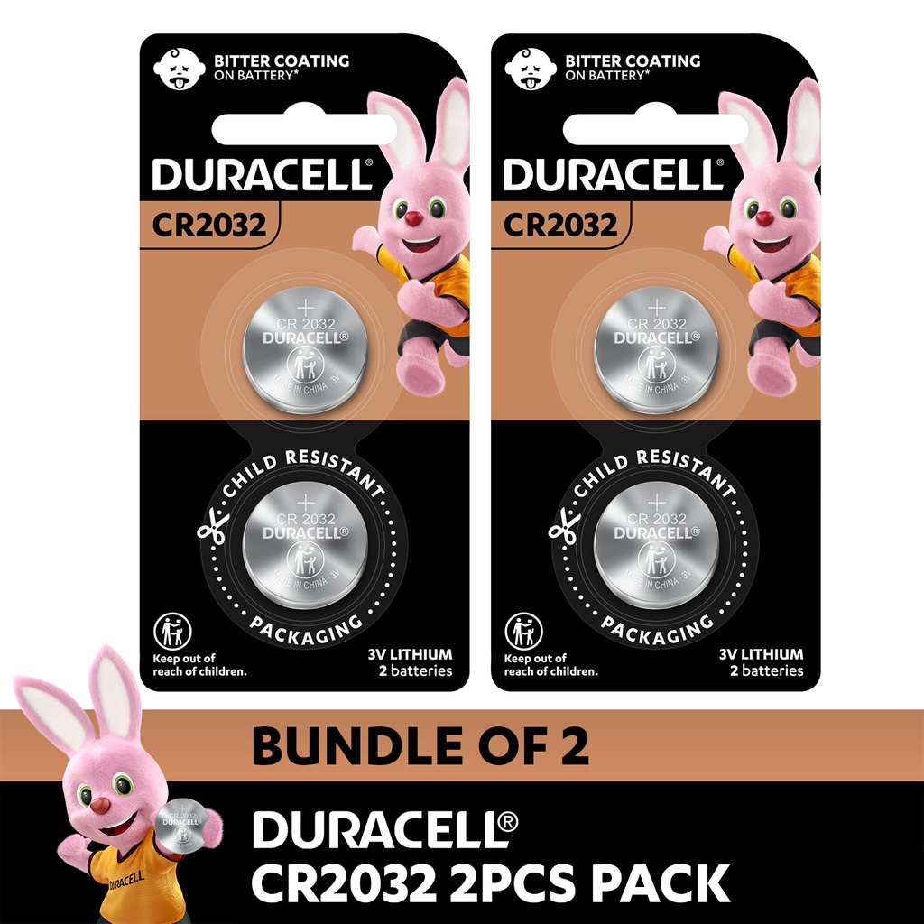 [Bundle of 2] Duracell Specialty CR2032 Lithium Coin Battery 3V, pack of 2 | Shopee Singapore