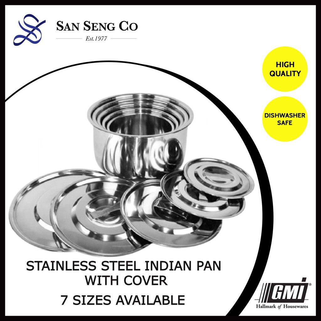 San Seng GMI Stainless Steel Indian Pan (7 Sizes Available) Stock pot ...