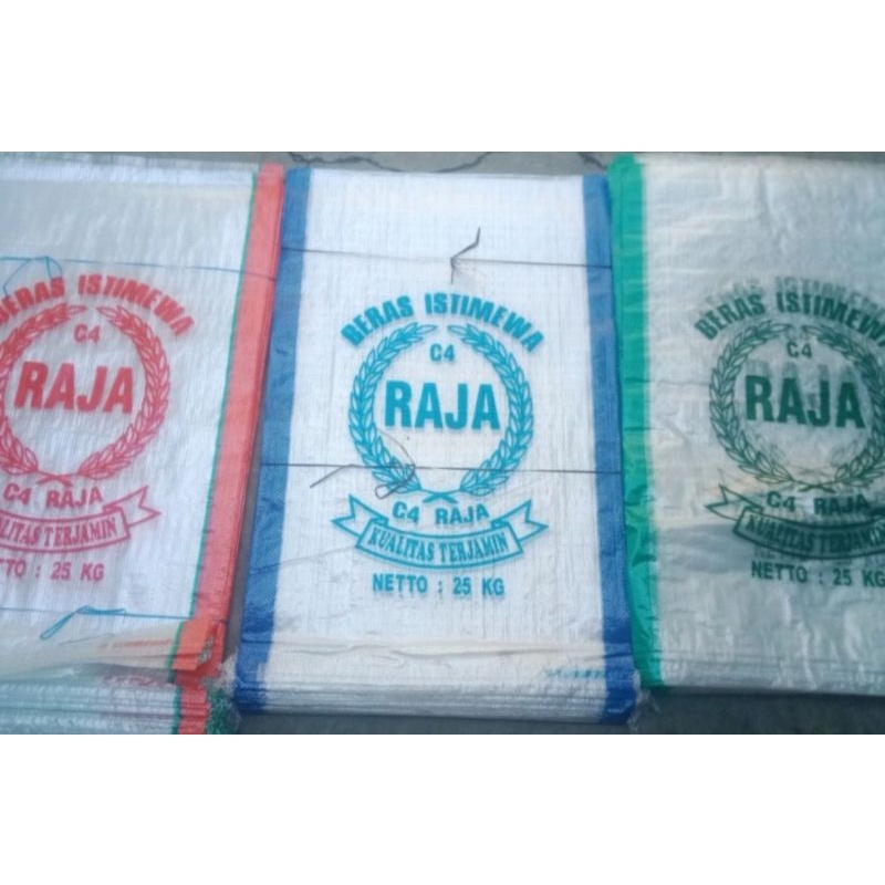 25 kg rice sack, C4 raja brand, contains 25 sheets (Thick) | Shopee ...
