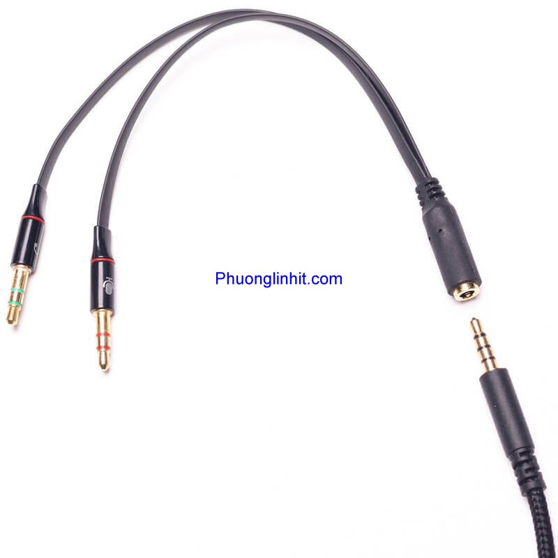 Cable to combine Microphone + Audio to 1 3.5mm end for headphones ...