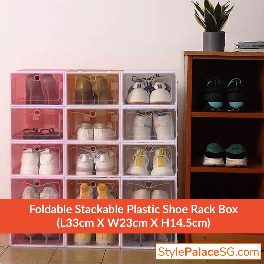Foldable Stackable Plastic Shoe Rack Box by stylepalace | Shopee Singapore