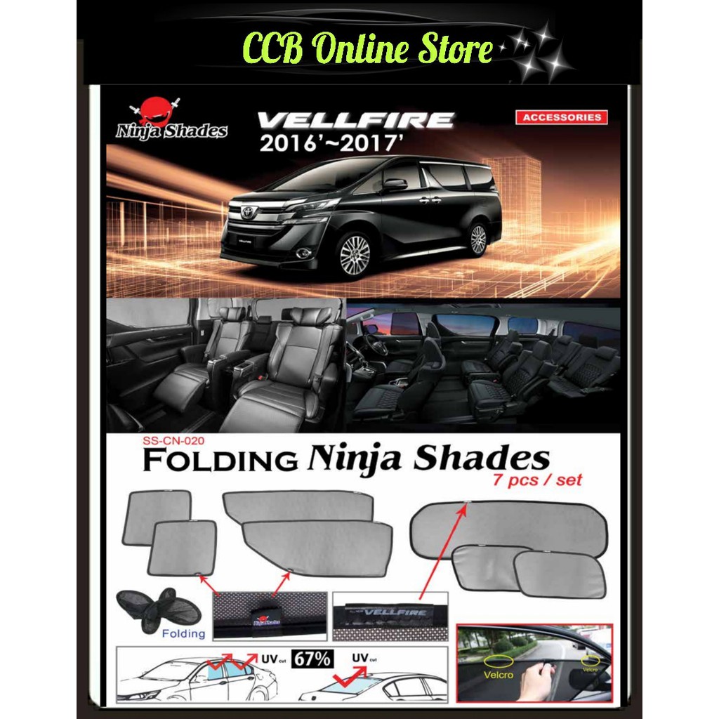 TOYOTA VELLFIRE ANH30 2016 - 2018 Magnetic Ninja Sun Shade (7pcs/set ...