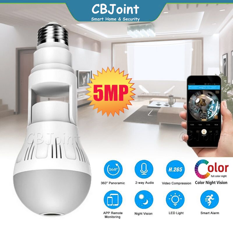 V380 Pro CCTV Wireless CCTV 5MP Bulb CCTV WIFI CCTV Fish eye Camera Bulb Camera Lampu CCTV 360 ...