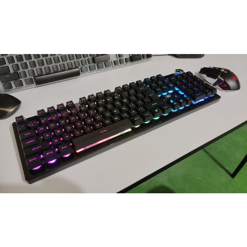 Wireless Keyboard Mouse Combo Rechargeable RGB Multimedia Knob | Shopee ...