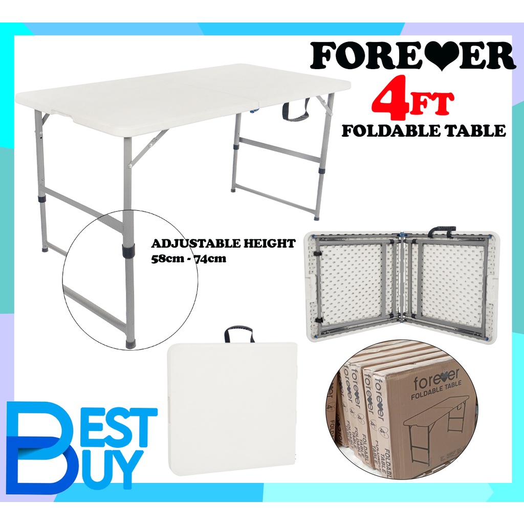 FOREVER Plastic Folding Table 4FT/Fold-in-half FOLDABLE TABLE | Shopee ...