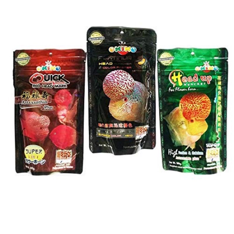 Okiko Flowerhorn Pellet 100g Package M size or L size Platinum (Head ...