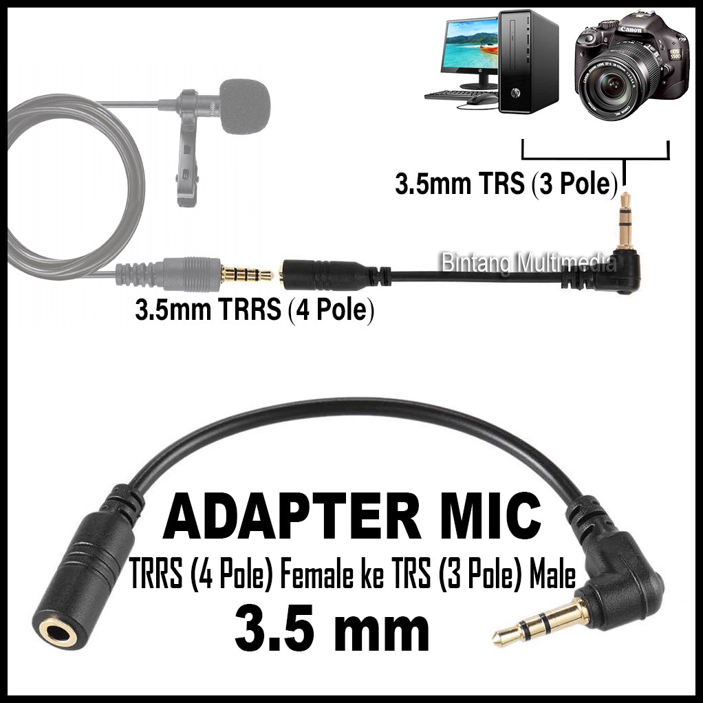 Trrs to TRS Mic Converter Cable Adapter 4 Pole Female to 3 Pole Male ...