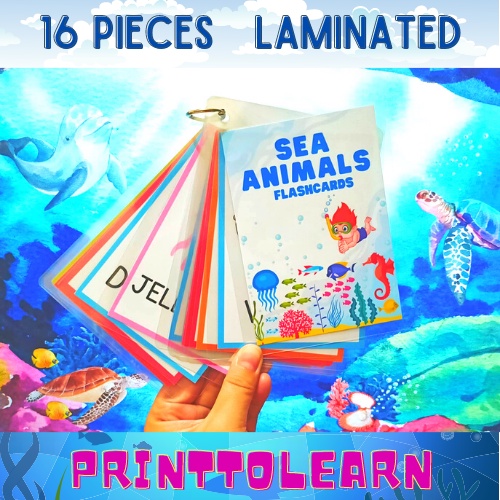 Sea Animals Flashcards Picture-word for kids, ESL, toddlers - 16 ...