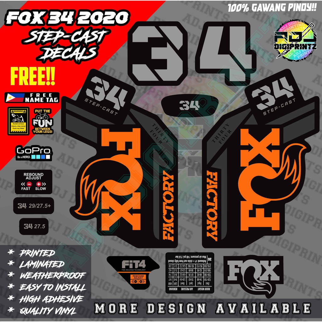 FOX 34 Step Cast 2024 for MTB Fork Decals Stickers | Shopee Singapore