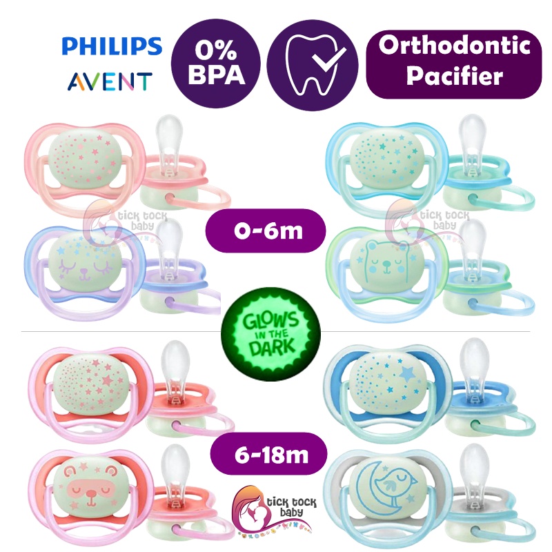 Glow In The Dark Philips Avent Pacifier Ultra Air Night Orthodontic ...