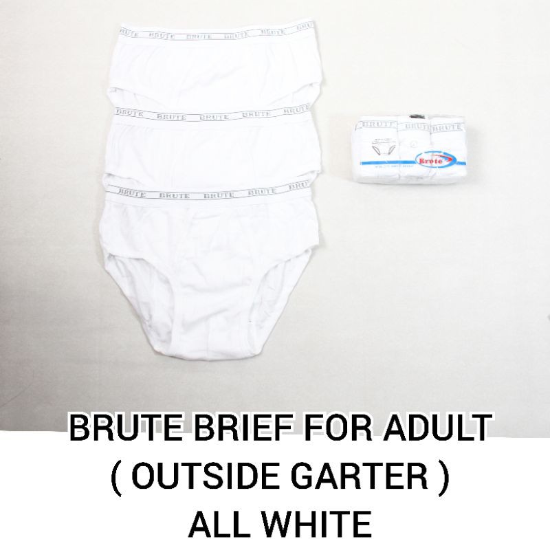 BRUTE BRIEF FOR ADULT 3pcs per pack ( OUTSIDE GARTER) ( ALL WHITE ...