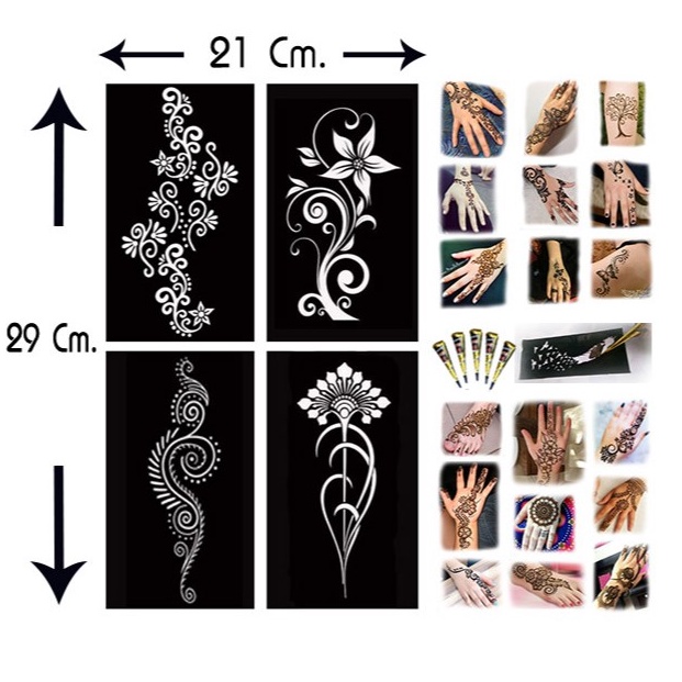 Block Henna 4 Pictures. Whole Sheet A4 Size Sticker Can Be Used ...