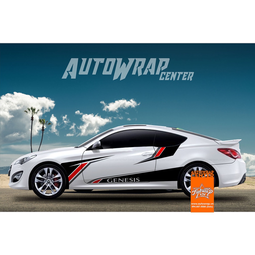 Genesis Red Black Sport car motif sticker - Hyundai car motif sticker ...