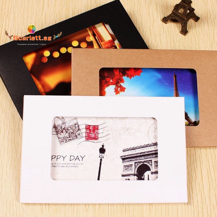 20pcs/lot White Black Kraft Paper Postcard Box With Window Photo Box ...