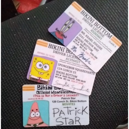 Spongebob driver license Cute bikinibottom SIM Card For Collection ...