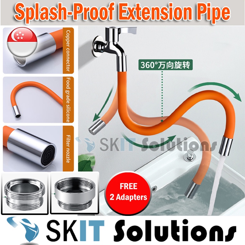 360° Brass Splash-Proof Faucet Extension Pipe Sink Extender Kitchen ...