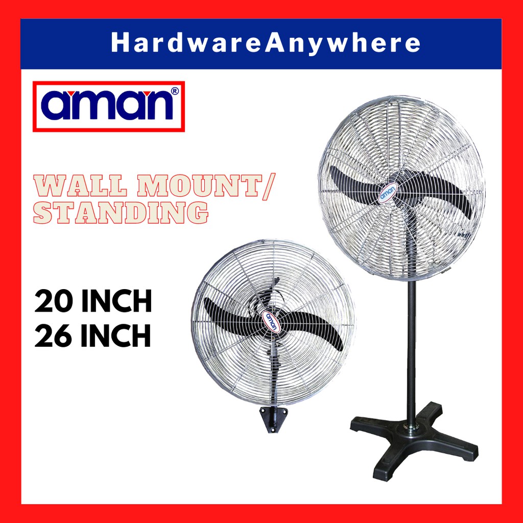 AMAN Industrial Standing Fan [20'' / 26''] Cooling Standing Fan / Wall ...